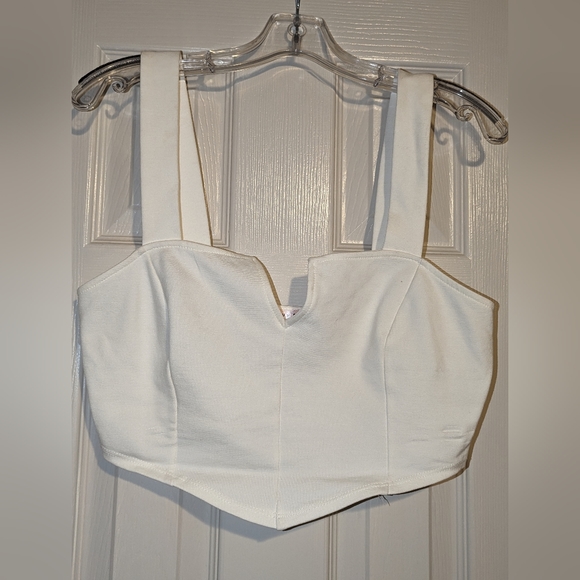 Tops | Blu Blush La Large White Cropped Tank | Poshmark